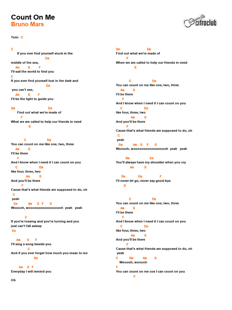 Bruno Mars - Count On Me - Cifras | PDF