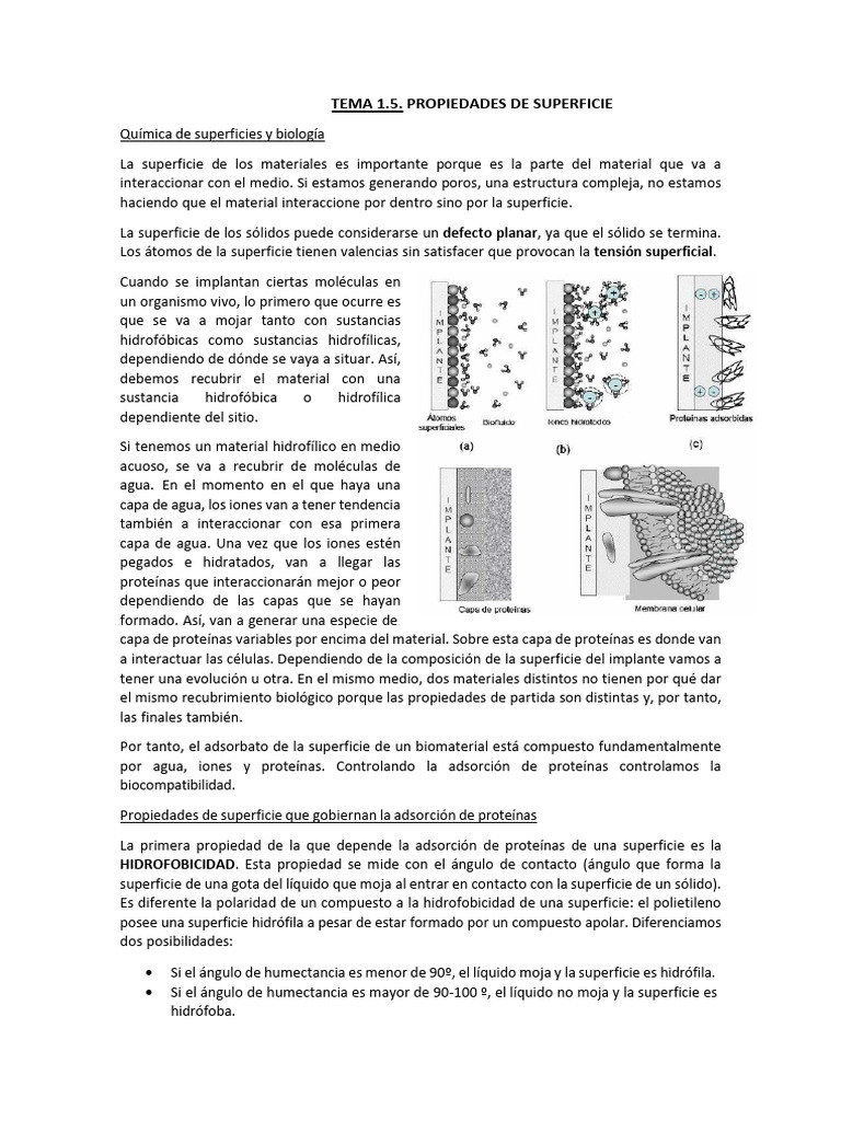 Tema 1.5. Propiedades de la superficie | PDF | Revestimiento ...