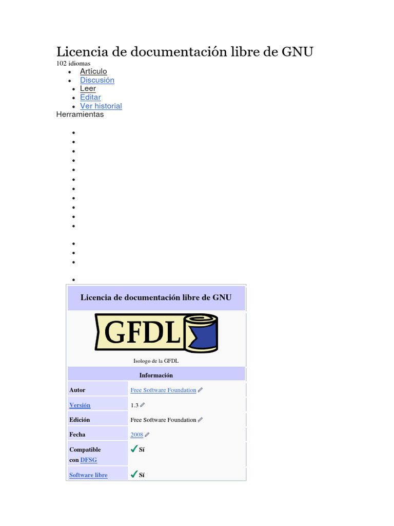 Licencia de Documentación Libre de GNU | PDF | Ley de libertad de expresión | Software libre