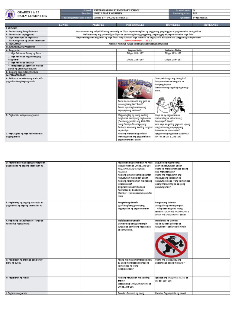 DLL - Esp 4 - Q4 - W3 | PDF