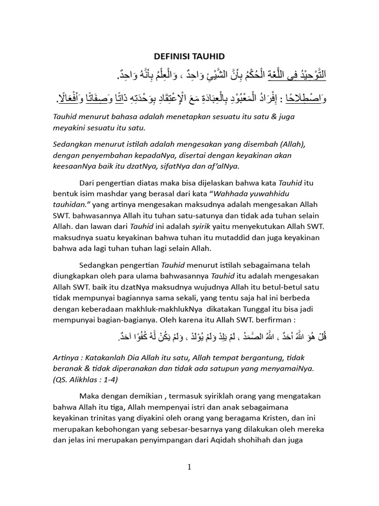 Definisi Tauhid | PDF
