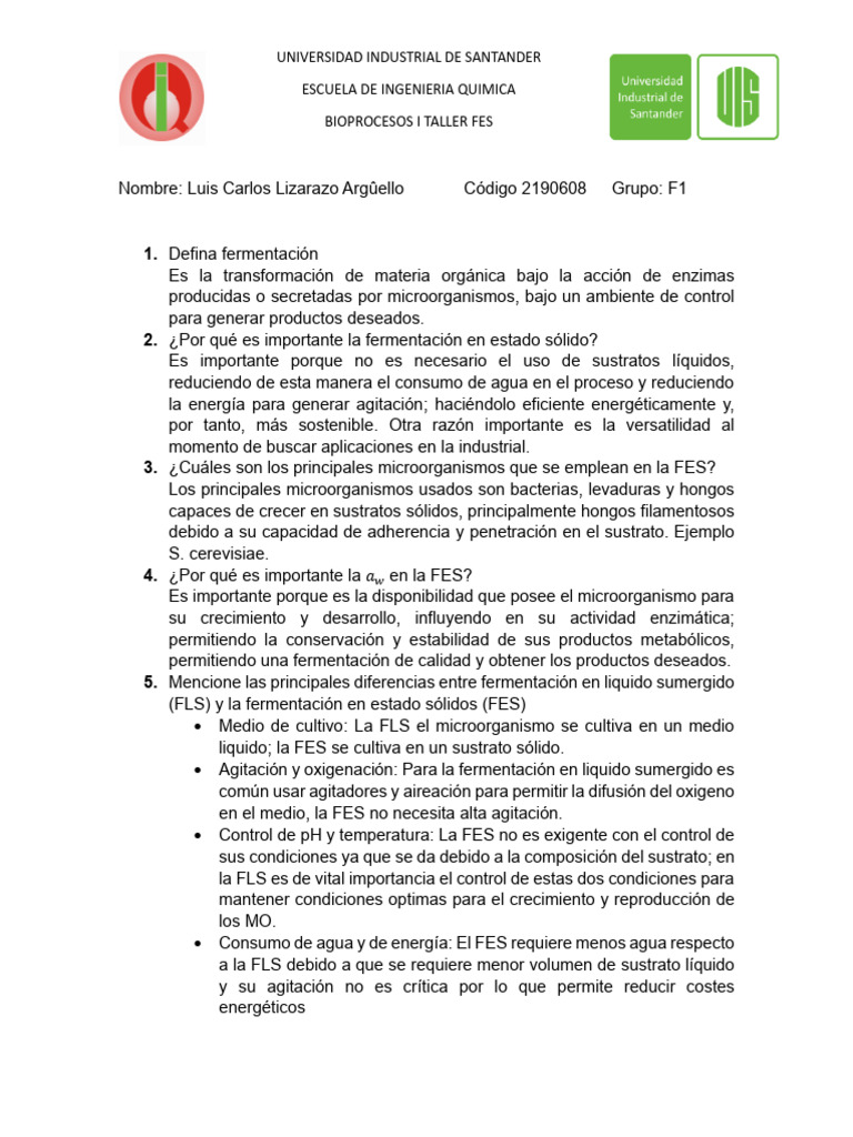 Docuento Bio 1 | PDF | Fermentación | Panes