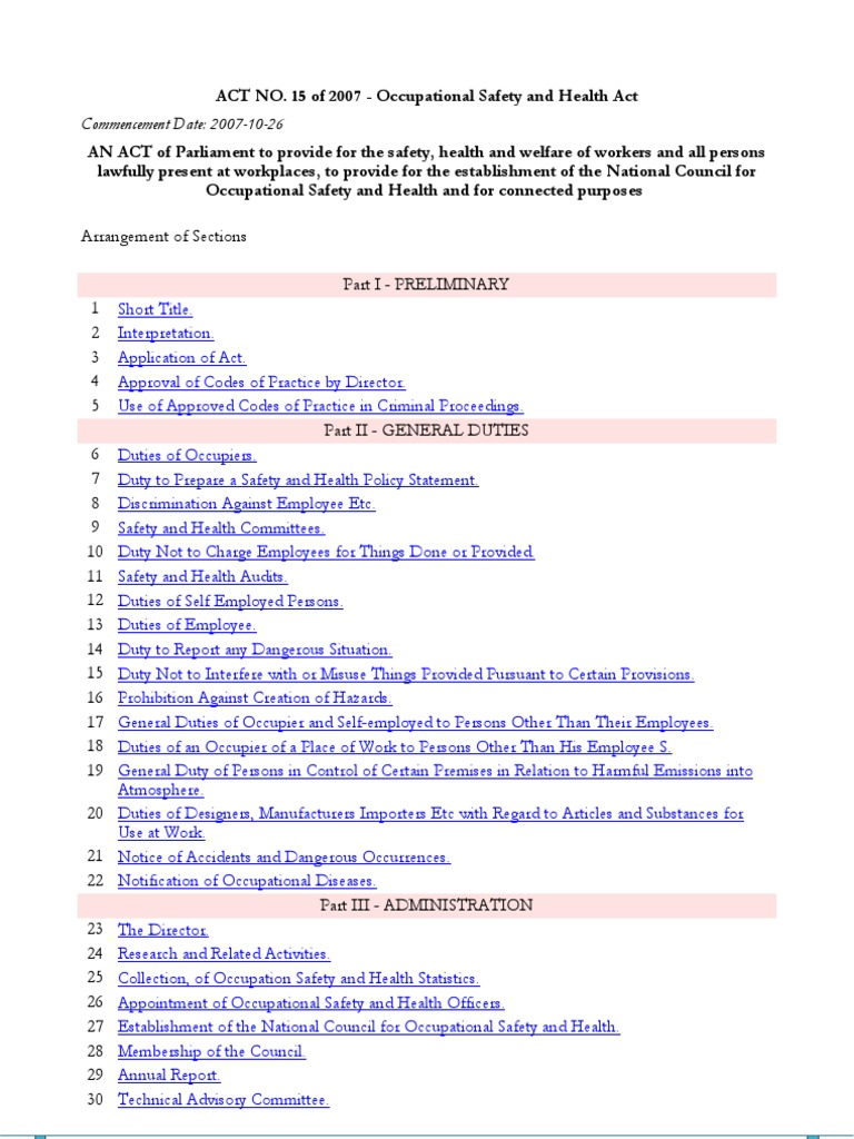 Occupational Safety and Health Act | PDF | Occupational Safety And ...