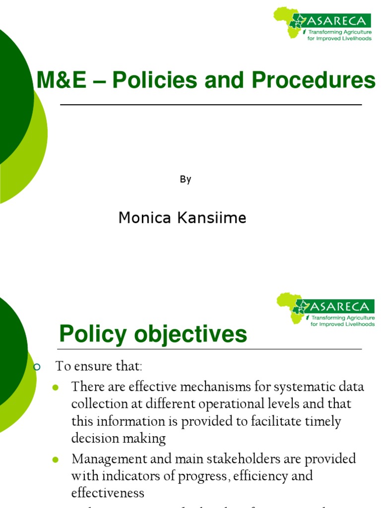 M&E Policies and Procedures Operation A Manual - Jan 2010 | PDF ...