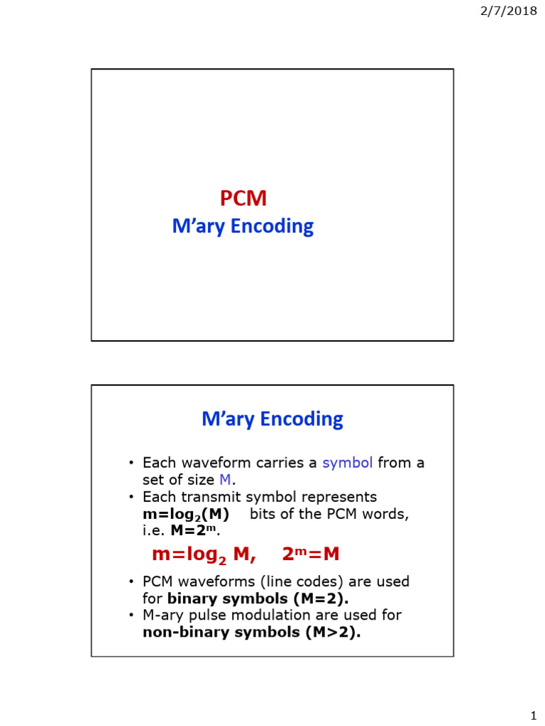 3 - PCM - Mary Encoding - Nonuniform Quanyization | PDF | Bit Rate | Modulation