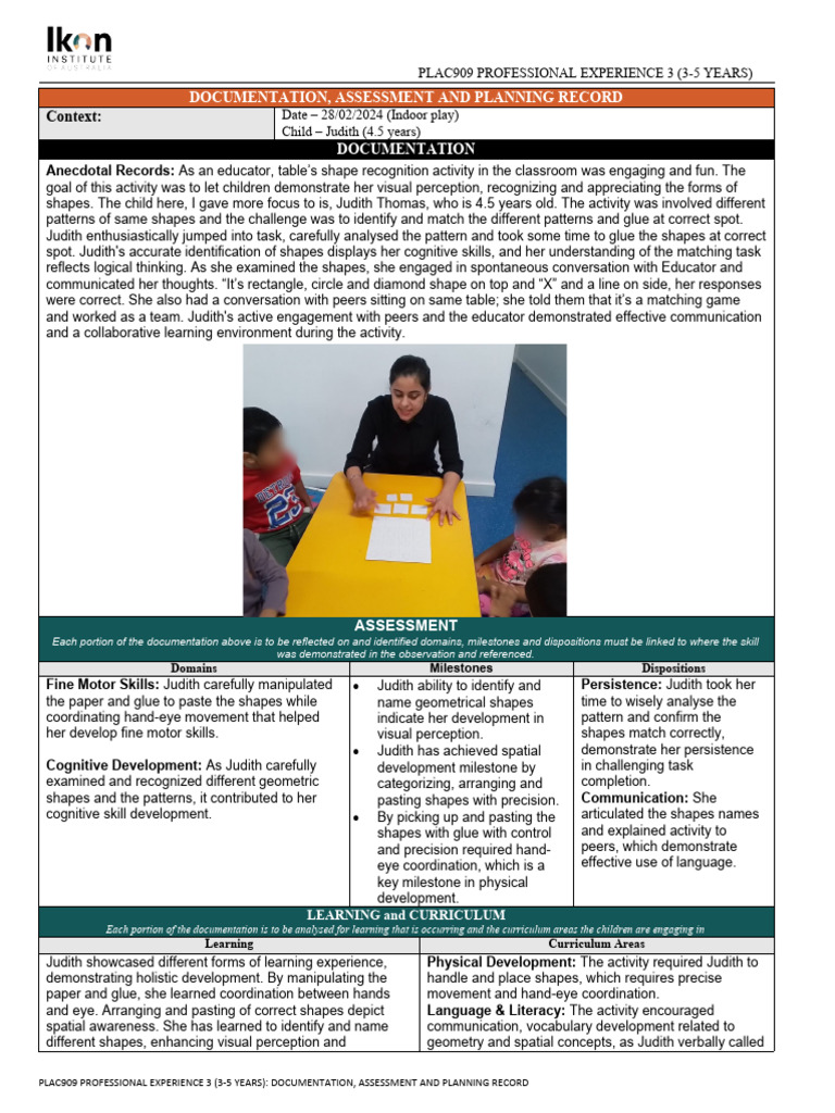 plac909 dap record 1 | PDF | Pedagogy | Learning