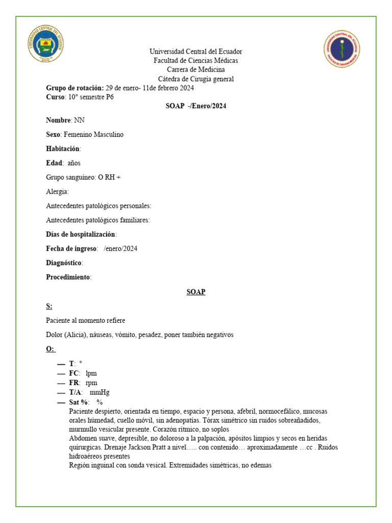 Modelo SOAP | PDF | Enfermedades y trastornos | Medicina