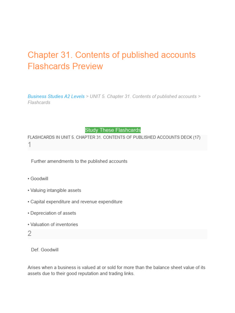 Chapter 31 Contents of Published Accounts | PDF | Depreciation | Expense