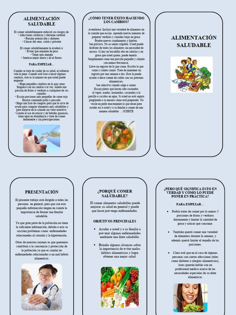 Triptico de La Alimentacion Saludable | PDF | Alimentos | Dieta saludable