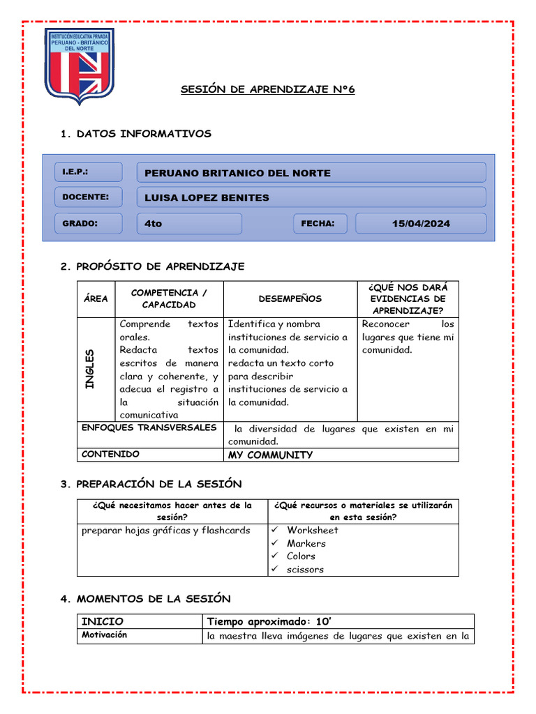 Sesion N°6 Cuarto Grado | PDF | Aprendizaje | Modificación de comportamiento