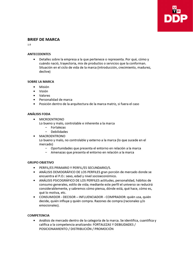 Brief de Marca DDP 1 - 0 | PDF | Marca | Marketing