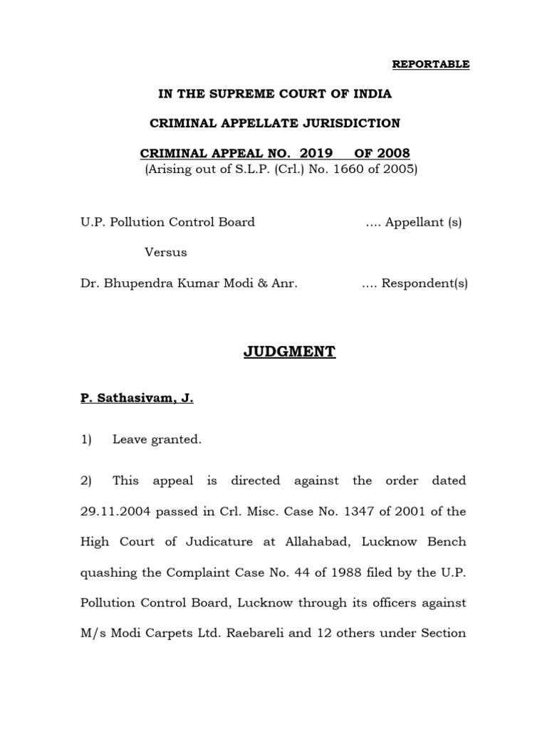 In The Supreme Court of India Criminal Appellate Jurisdiction Criminal Appeal No. 2019 of 2008 ...