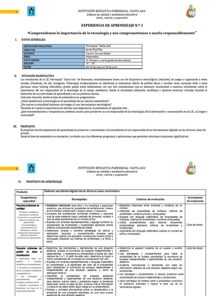 Experiencia de Aprendizaje 3 | PDF | Probabilidad | Aleatoriedad