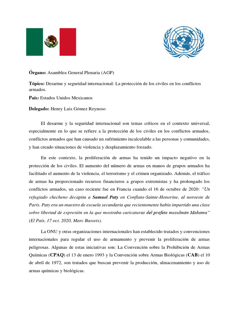 Documento de Posición (Ejemplo) - 1 | PDF | Naciones Unidas | Relaciones internacionales