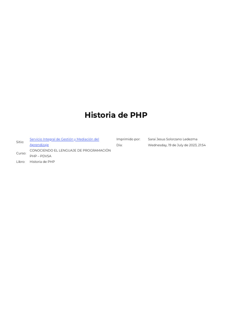 Historia de PHP | PDF | Php | Ingeniería Informática