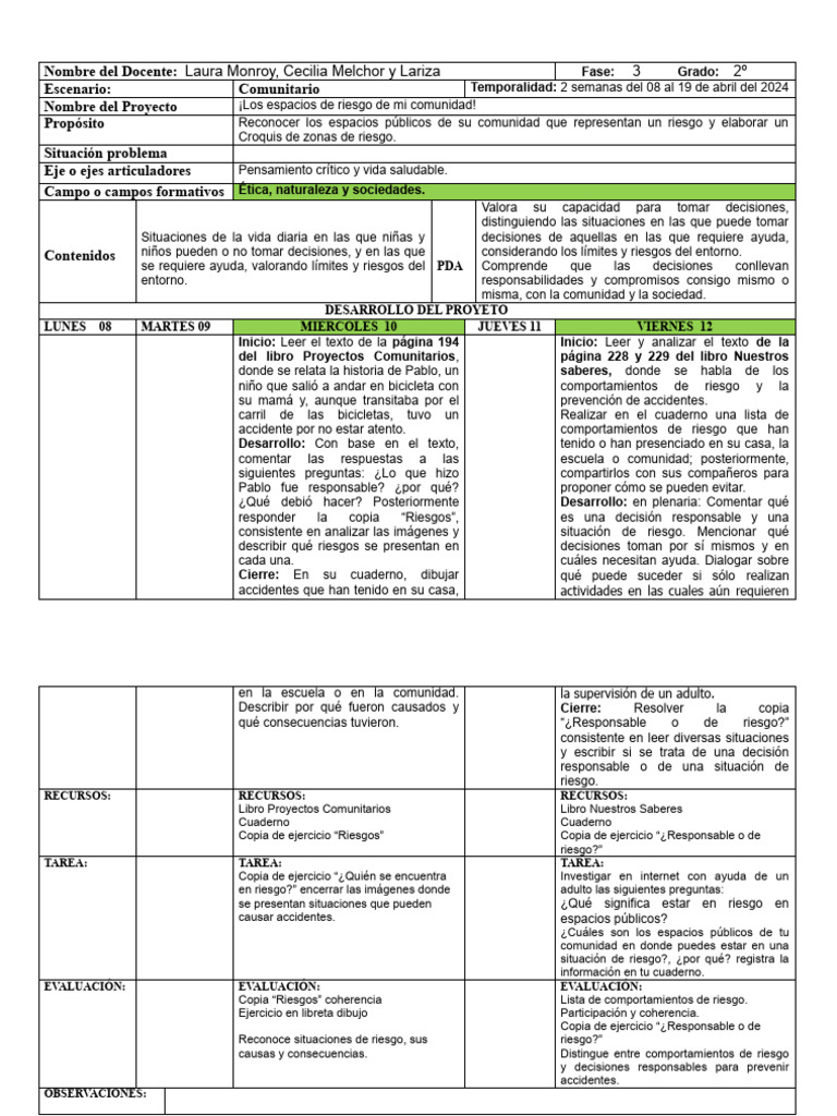 Plan-Sem 8 Al 19 Abril | PDF