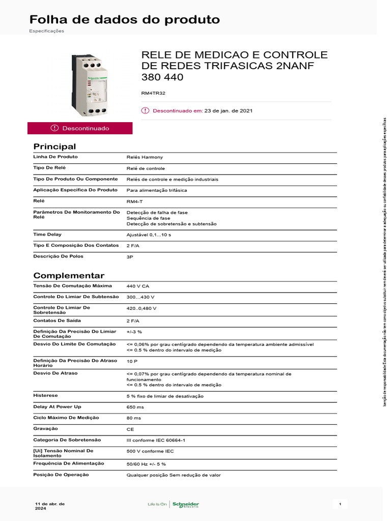 Schneider Electric - Relés-de-Controle-Harmony - RM4TR32 | PDF | Relé ...