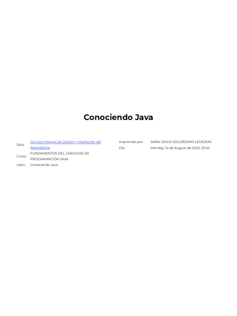 Conociendo Java | PDF | Java (lenguaje de programación) | Programación de computadoras