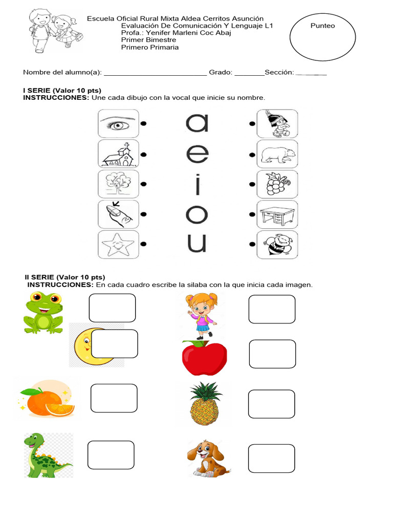 Examen de Lenguaje para Primer Grado | PDF