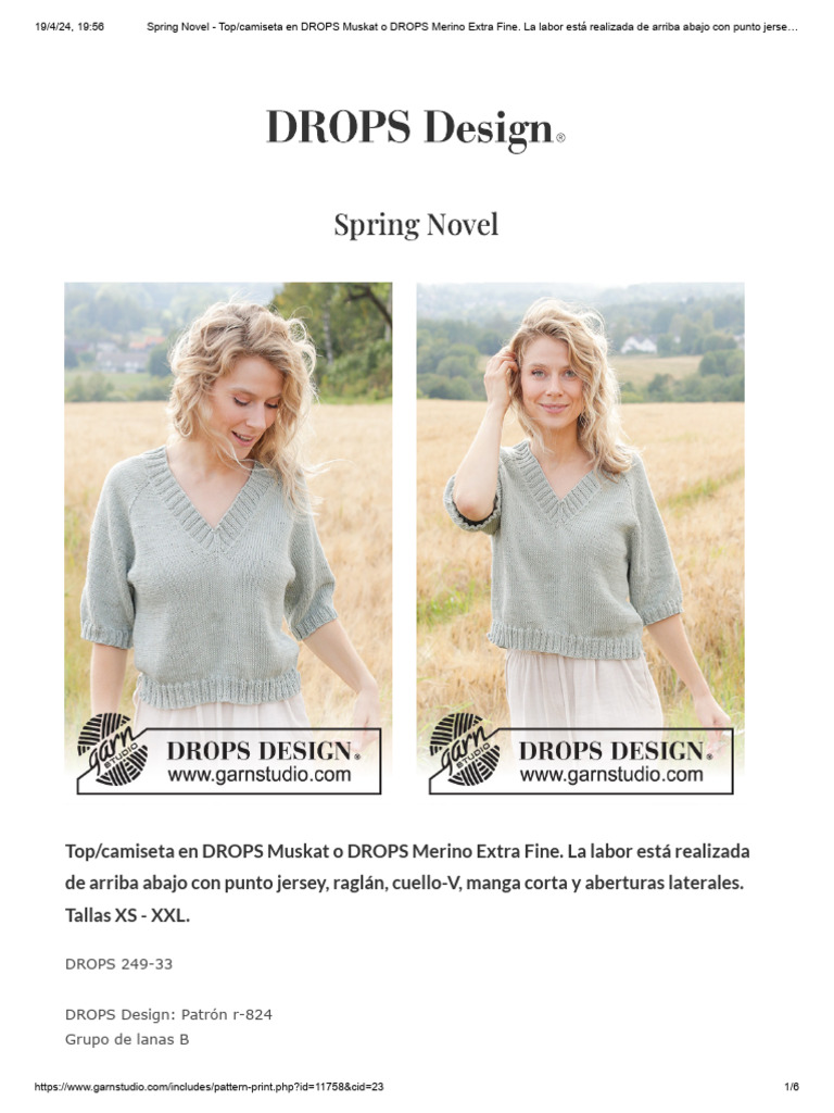 Spring Novel - Top_camiseta en DROPS Muskat o DROPS Merino Extra Fine ...