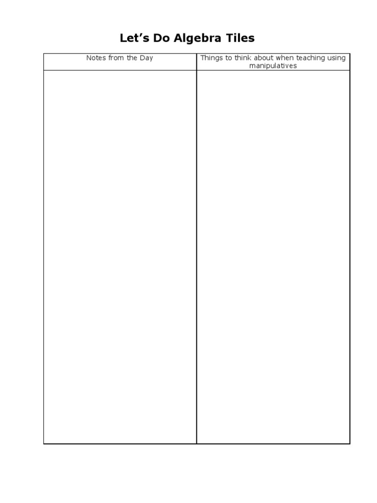 Algebra Tiles Worksheet | PDF | Algebra | Factorization