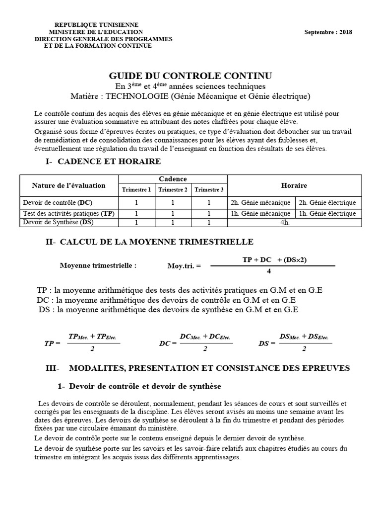 Guide du Contrôle Continu en Technologie | PDF | Informatique