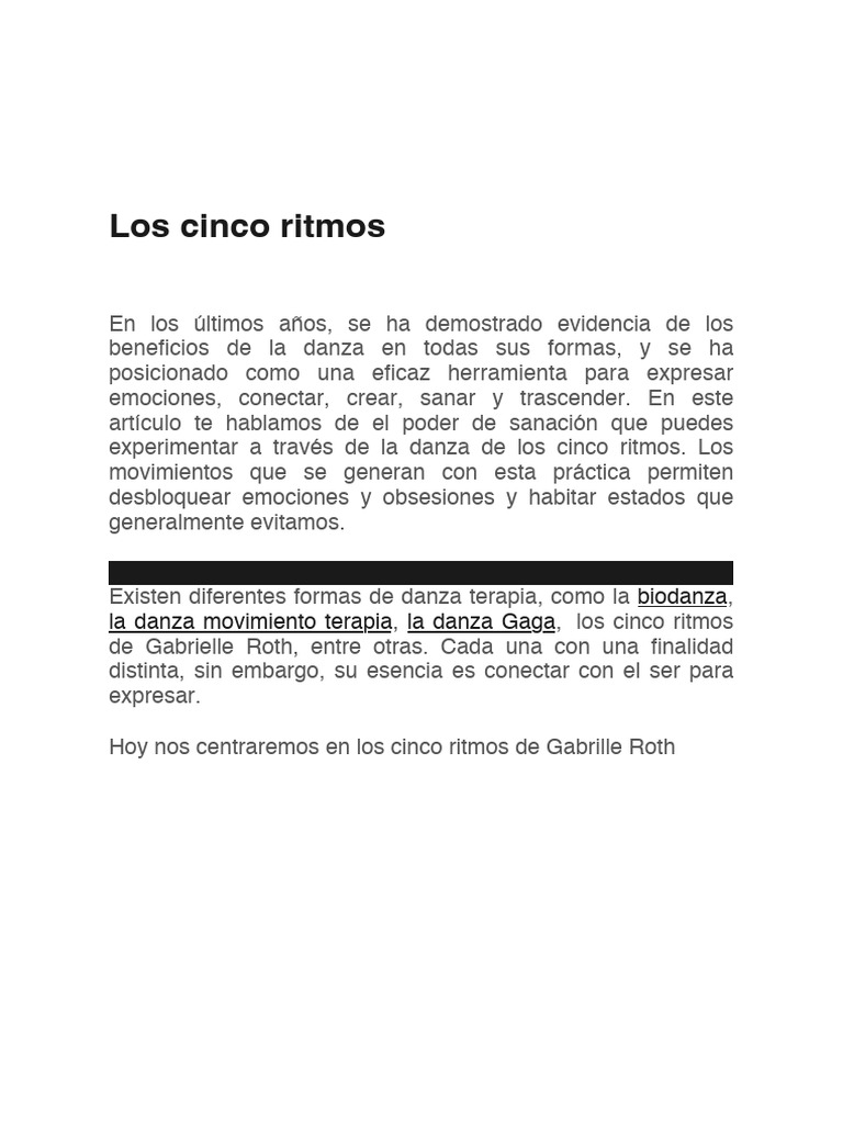 Sanación a través de los cinco ritmos | PDF | Bailes | Las emociones