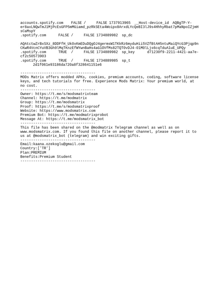 Spotify Premium Cookies Modmatrix | PDF