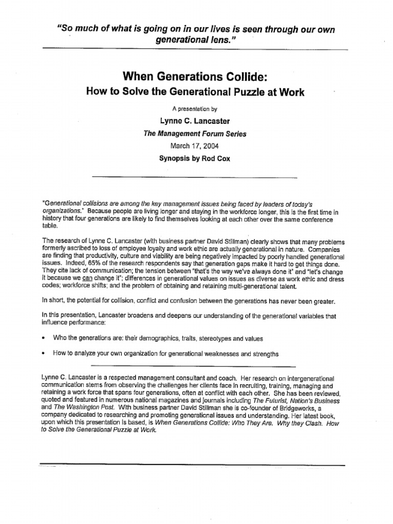 ARTICULO When Generations Collide | PDF