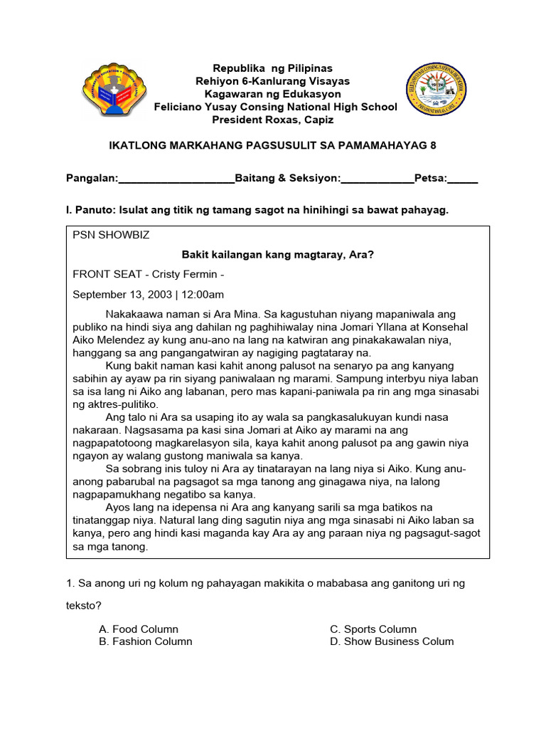 3rd Grading SPJ | PDF