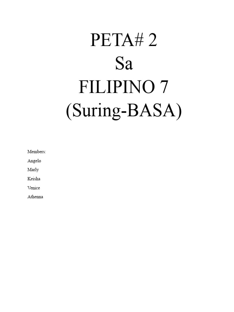 Filipino - Peta# 2 Filipino (Suring-Basa) | PDF