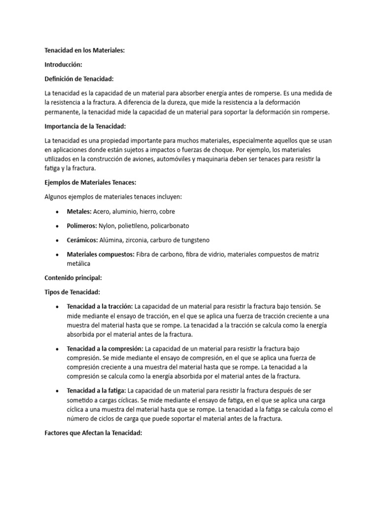 Definición y Ejemplos de Tenacidad | PDF | Fractura | Fatiga (material)