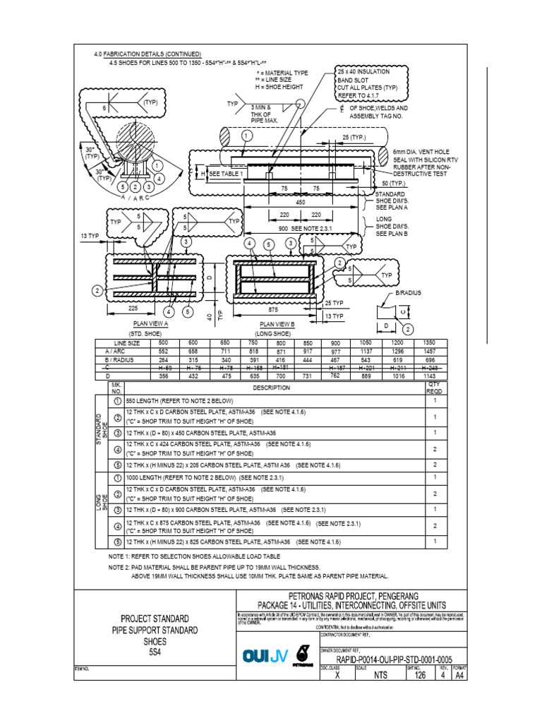 5S4 Pipe Support Drawing | PDF | Mechanical Engineering | Materials