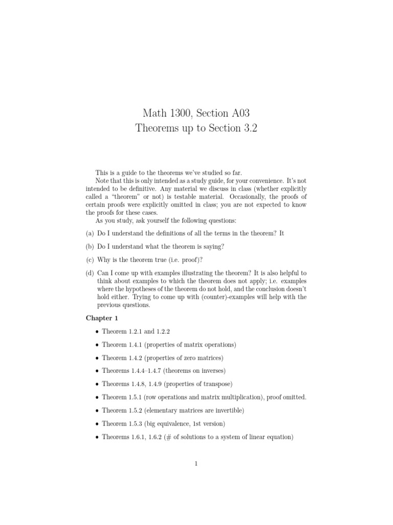 Vector Geometry & Linear Algebra Theorem-List | PDF | Matrix (Mathematics) | Functional Analysis