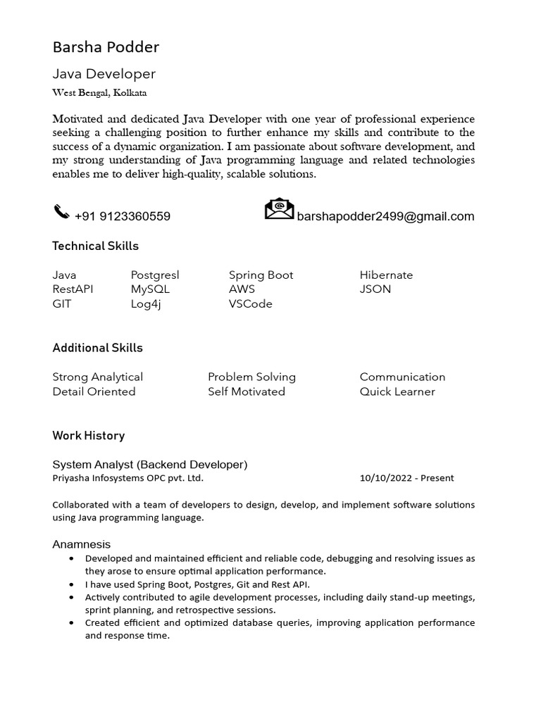 Barsha Resume 1 | PDF