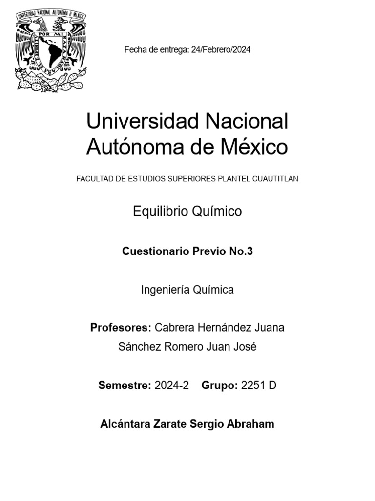 Cuestionario Previo 3 | PDF | Concentración | Gases