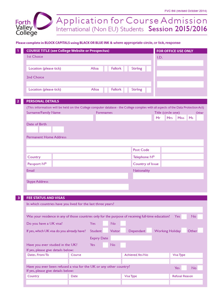 International Application Form 201516 | Download Free PDF | Spectrum Disorder | Mental Disorder