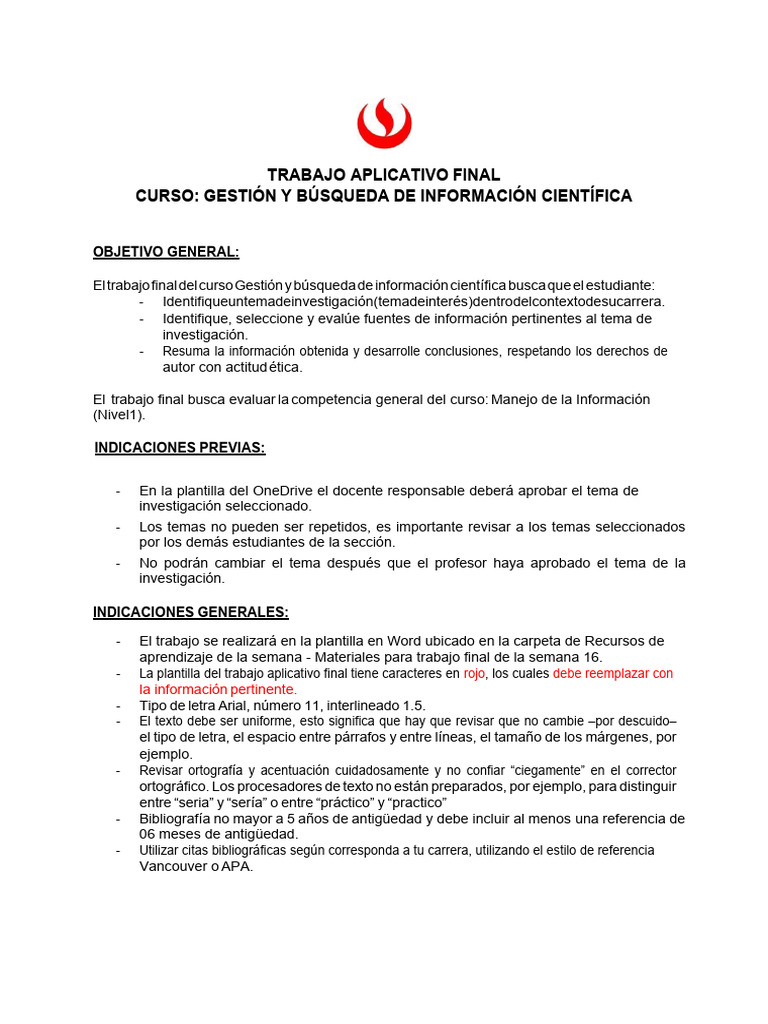 Trabajo Final - INSTRUCTIVO | PDF | Bibliografía