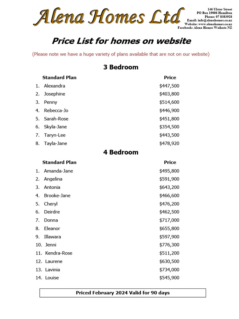 Alena-Homes-Price-List-February-2024 | PDF