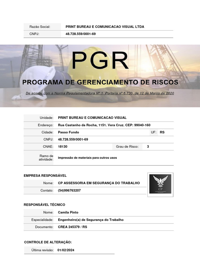 PGR Print Bureau 2024 2025 | PDF | Epidemiologia | Avaliação de risco