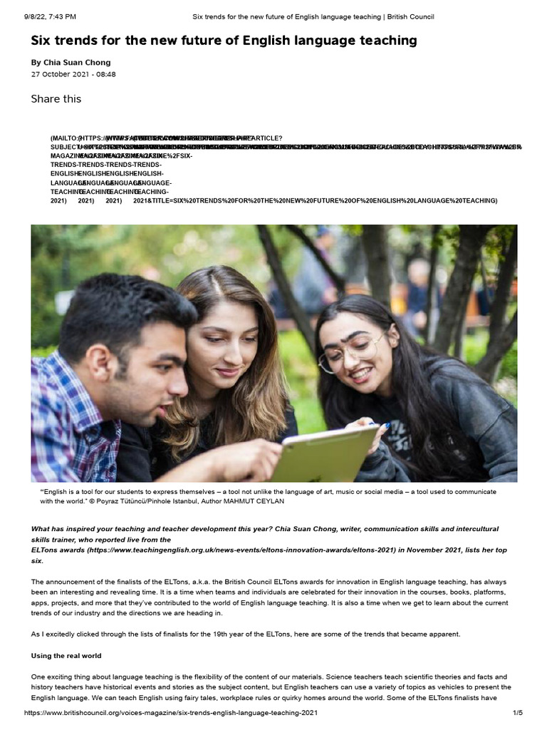 Six Trends For The New Future of English Language Teaching - British ...