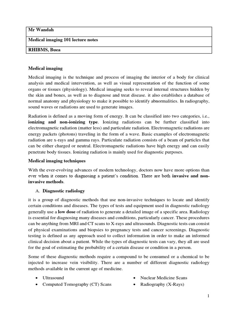 Medical Imaging HND 2 | PDF | Medical Imaging | Magnetic Resonance Imaging