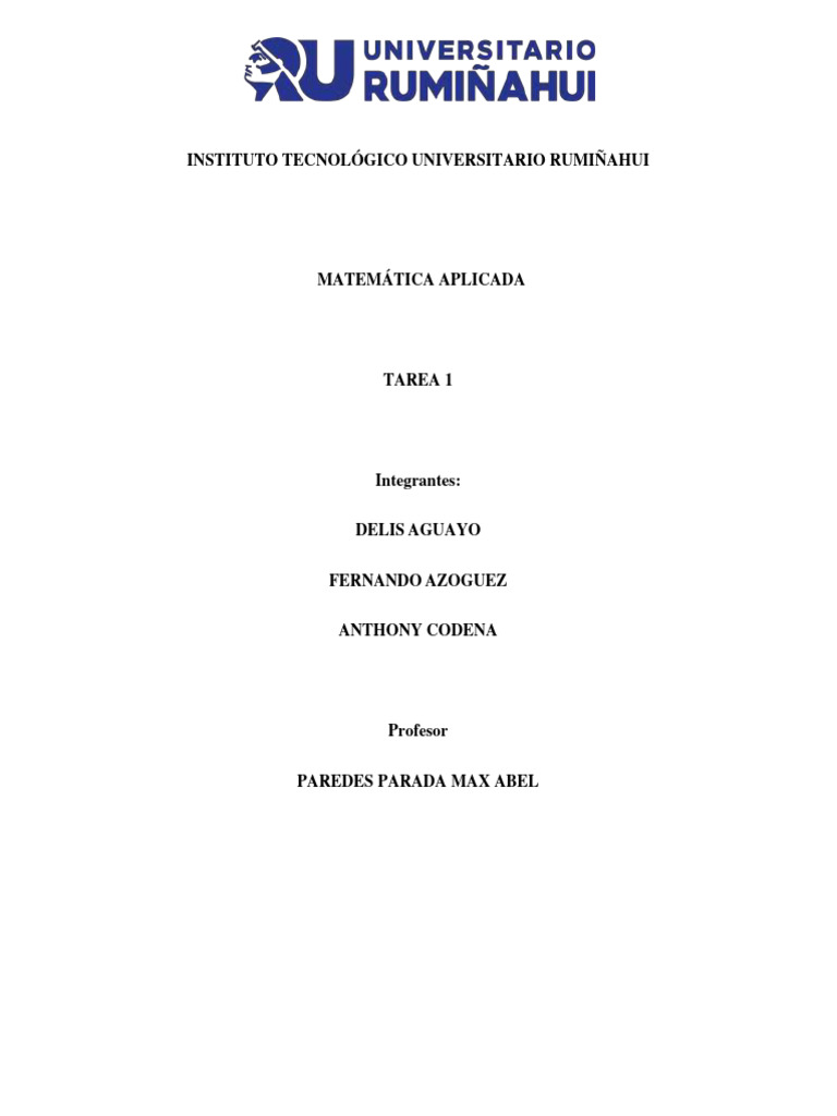 Tarea 1 Matematica Aplicada | PDF | Tasa interna de retorno | Contabilidad financiera