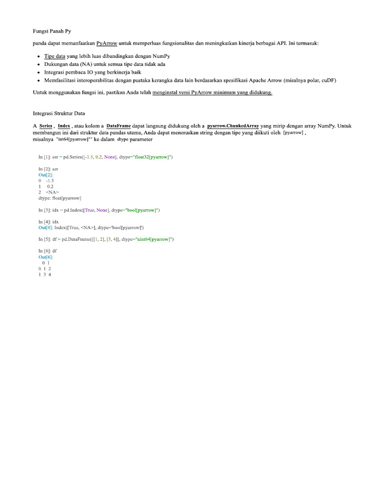 Pandas 5 - Fungsionalitas PyArrow - Dokumentasi Pandas 2 | PDF