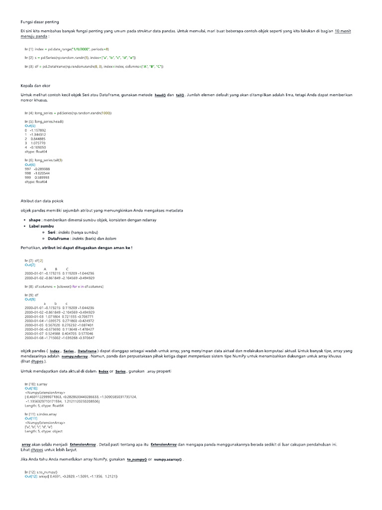 Pandas 3 - fungsionalitas dasar yang penting — dokumentasi pandas 2 | PDF