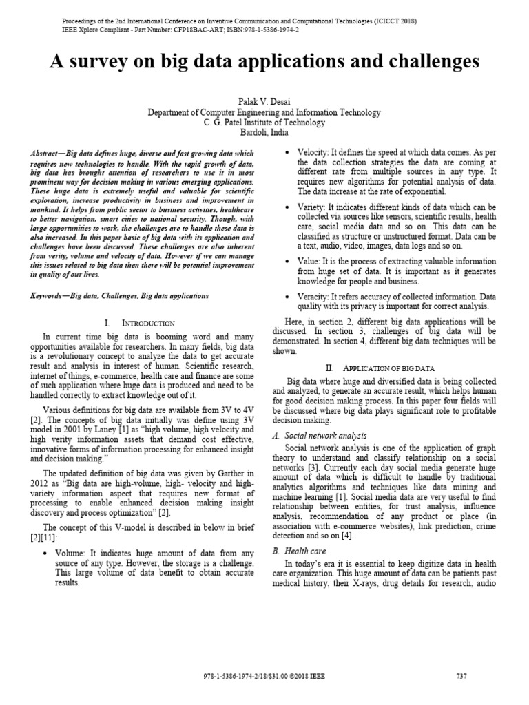 A Survey On Big Data Applications and Challenges | PDF | Big Data | Data