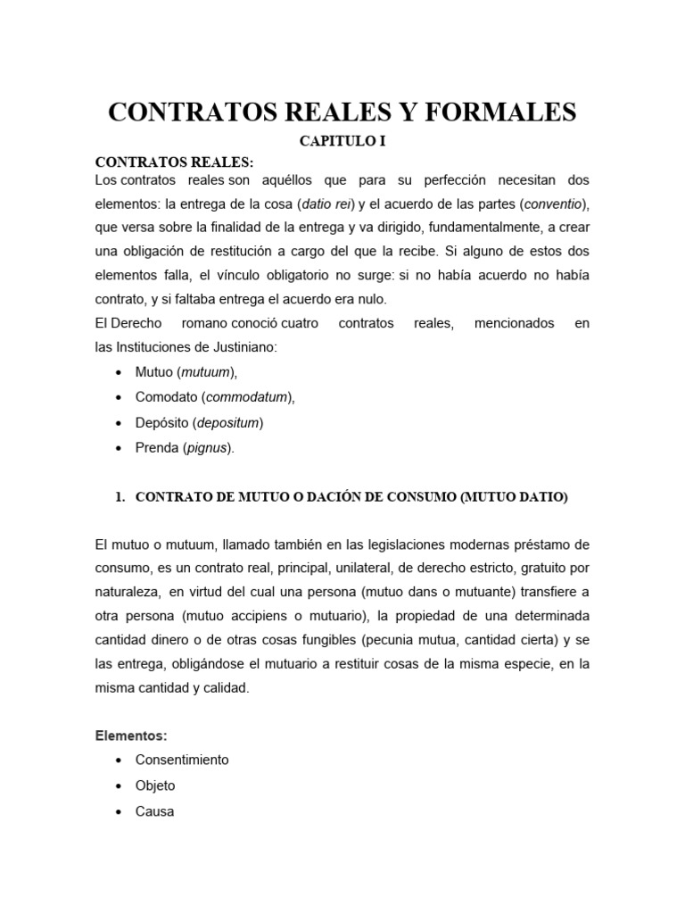 Contratos Reales y Formales | Descargar gratis PDF | Derecho privado ...
