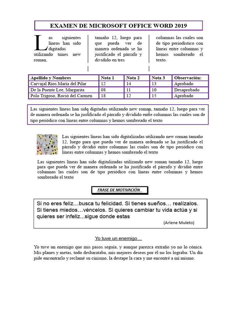 Examen de Word Patricia Vargas | PDF