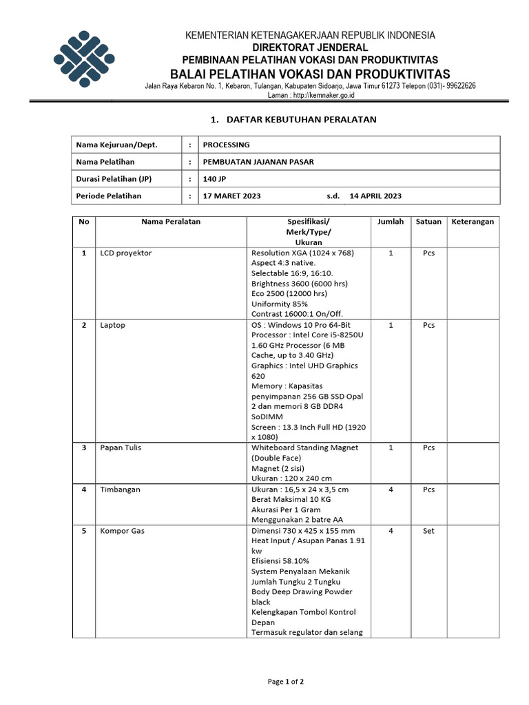 (Contoh) Danica - Peralatan | PDF