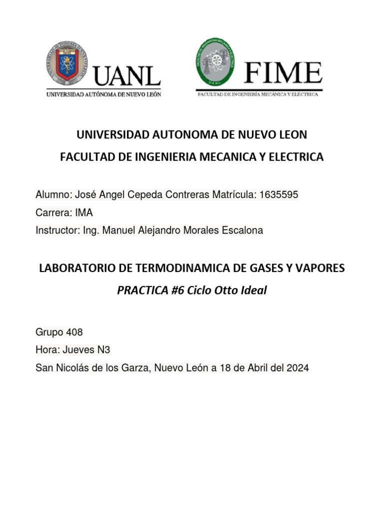 P6 Lab de Termo Gases y Vapores | PDF | Pistón | Termodinámica